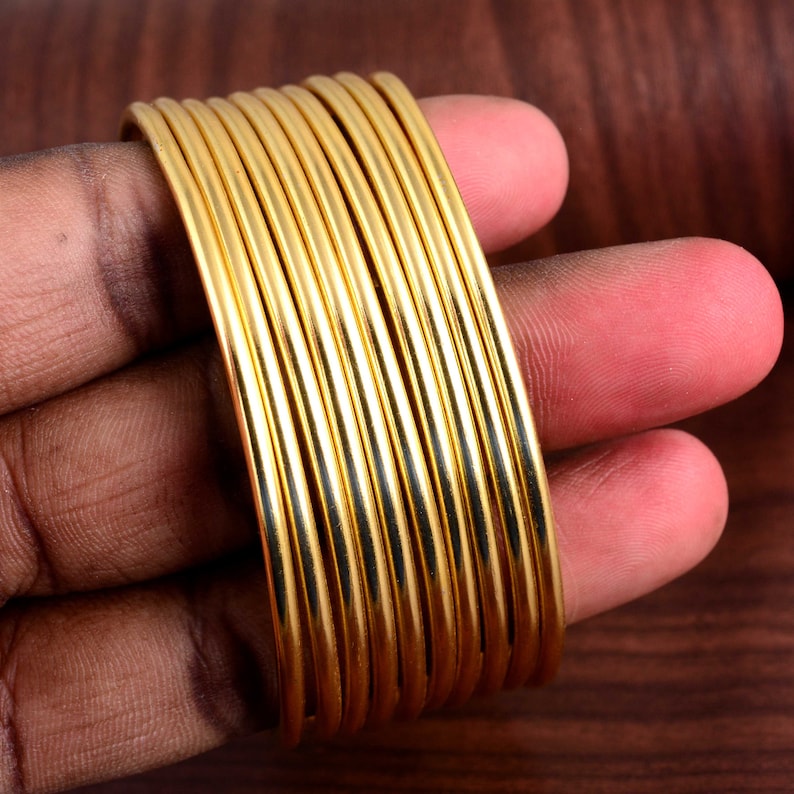 Thick 18k Gold Filled Bangles: Simple Brass Bangle Bracelet - Etsy