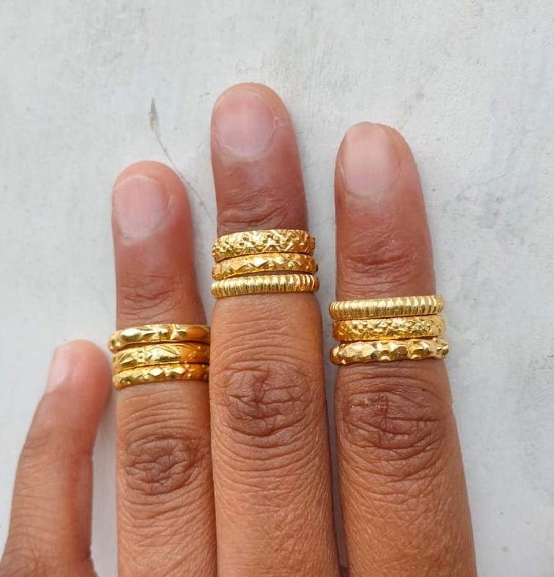 18K Gold Stacking Rings, Above the Knuckle Rings, Gold Plated Midi ...