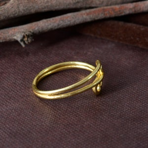 Gold Brass Safety Pin Ring, Wrap Ring, Bypass Ring, Statement Ring ...