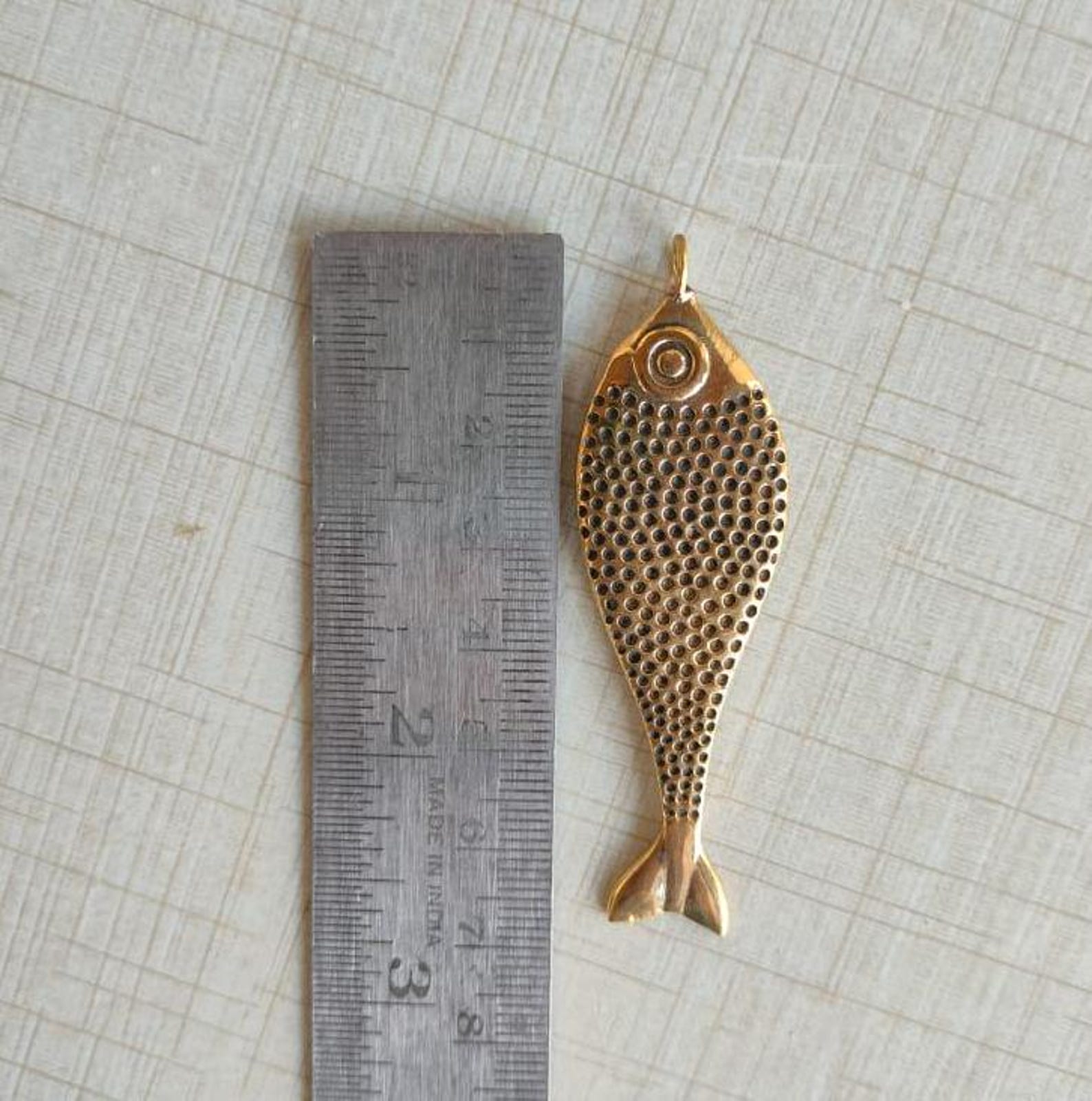 Brass Sardine Necklace: Gold Fish Charm, Pisces Pendant - Etsy