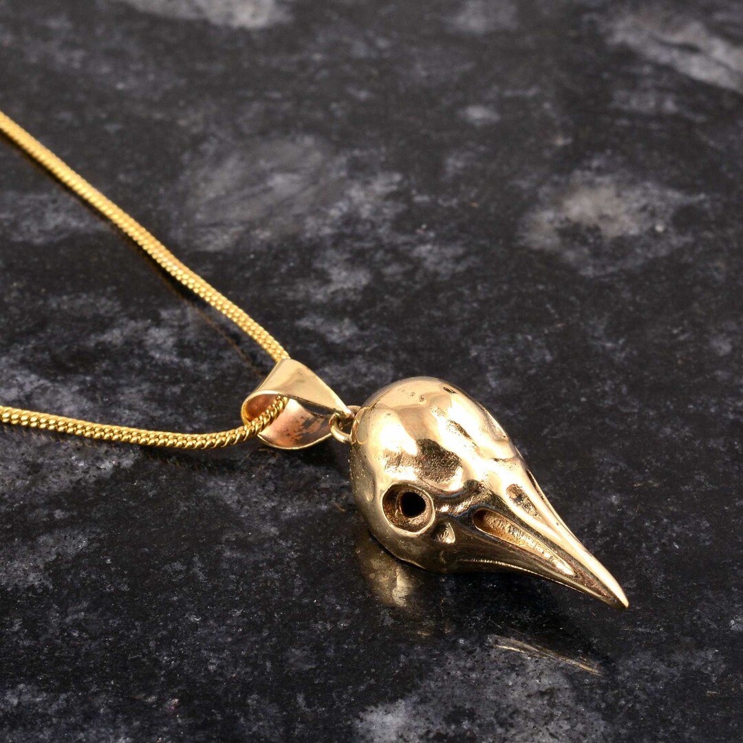 Brass Raven Skull Pendant, Gothic Crow Jewelry, Odins Raven, Animal ...