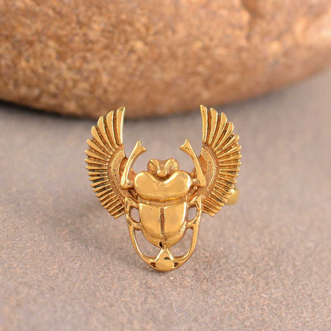 Gold Scarab Ring Ancient Egypt Beetle Ring Boho Brass - Etsy