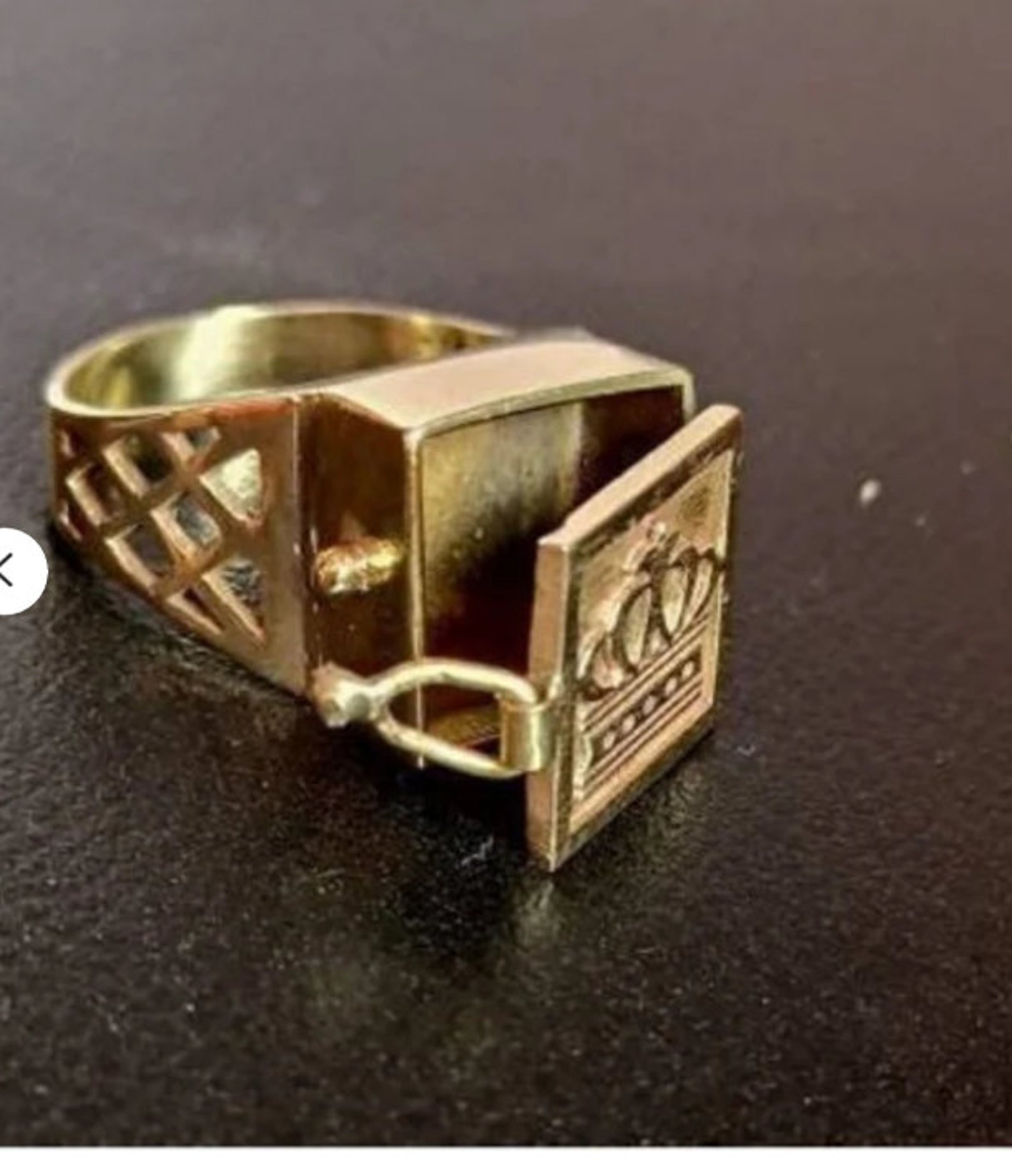 Secret Compartment Ring Poison Ring Gold King Crown Ring - Etsy