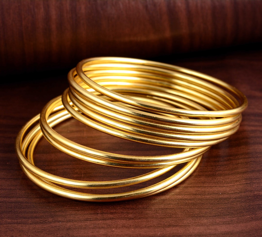 Thick 18k Gold Filled Bangles: Simple Brass Bangle Bracelet - Etsy
