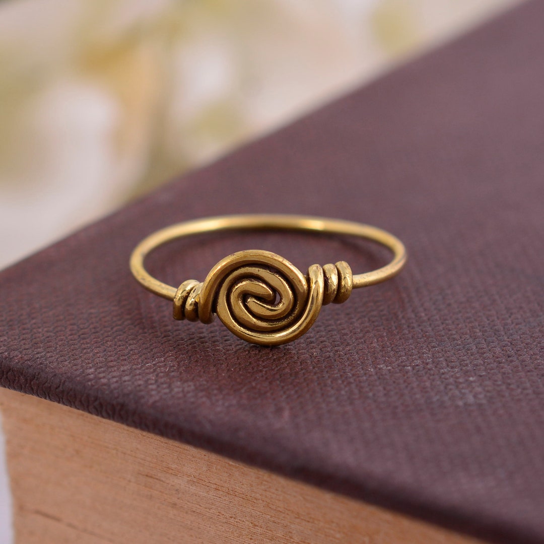 Brass Minimalist Ring Spiral Solid Brass Ring Swirl Ring Midi Ring - Etsy