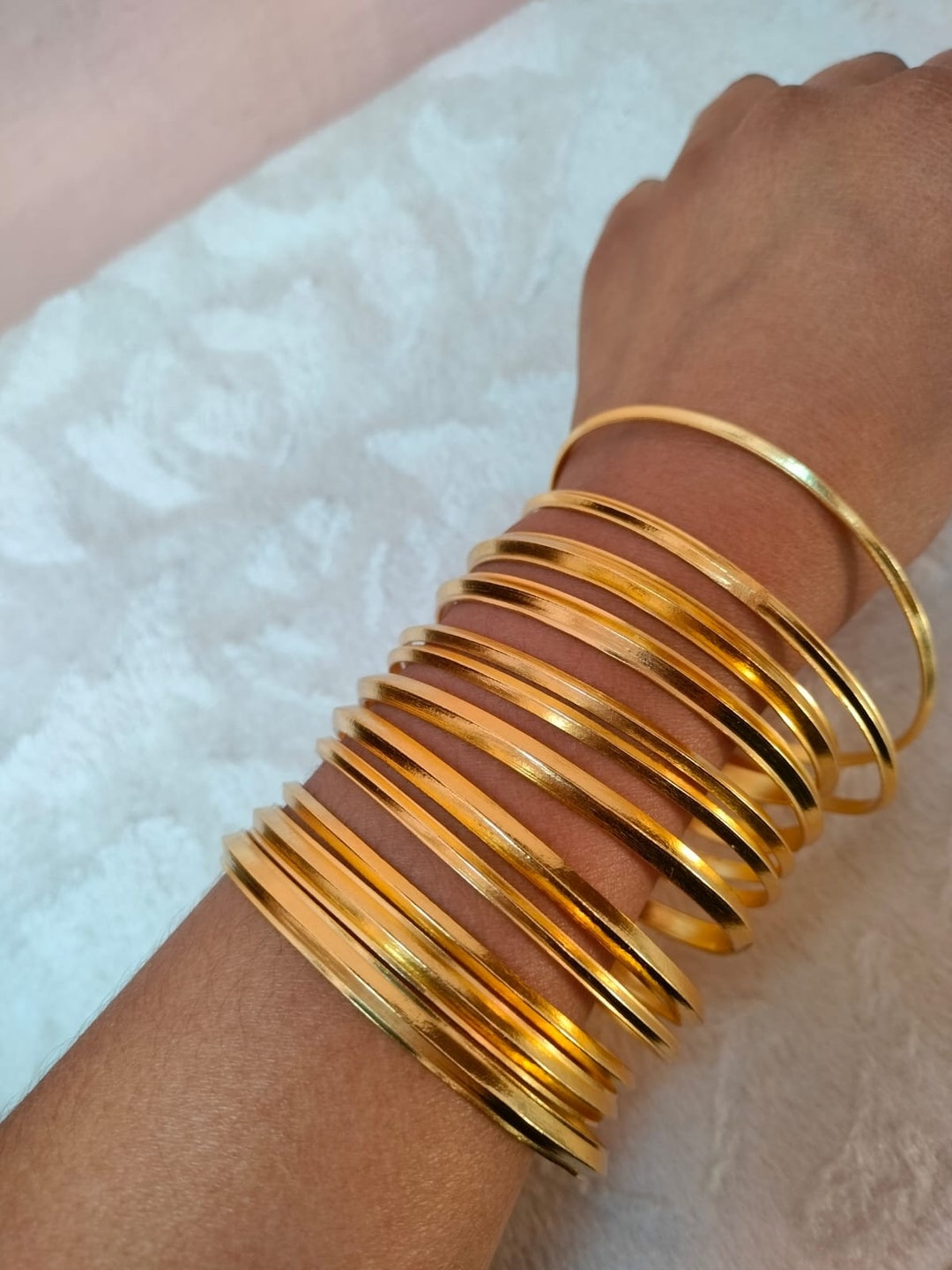 Gold Bangles, Gold Filled Bangle Bracelet, Gold Brass Stackable Bangles ...