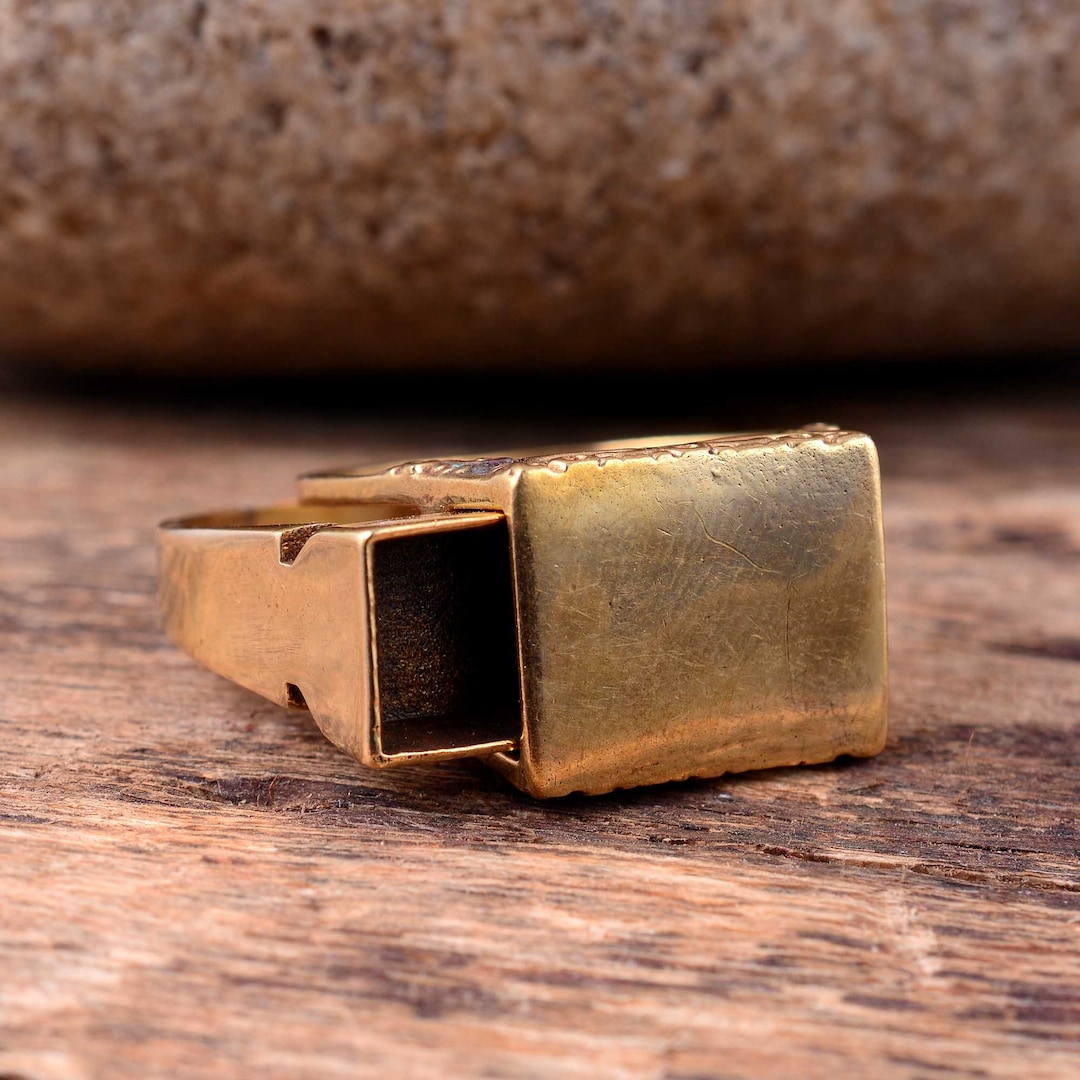 Secret Compartment Ring, Poison Ring, Double Gold Ring, Gold Ring ...