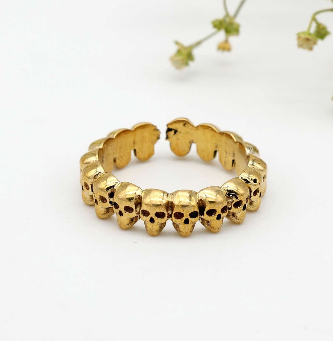 Skull Gold Ring Eternity Skull Band Handmade Unique Unisex Men Women ...