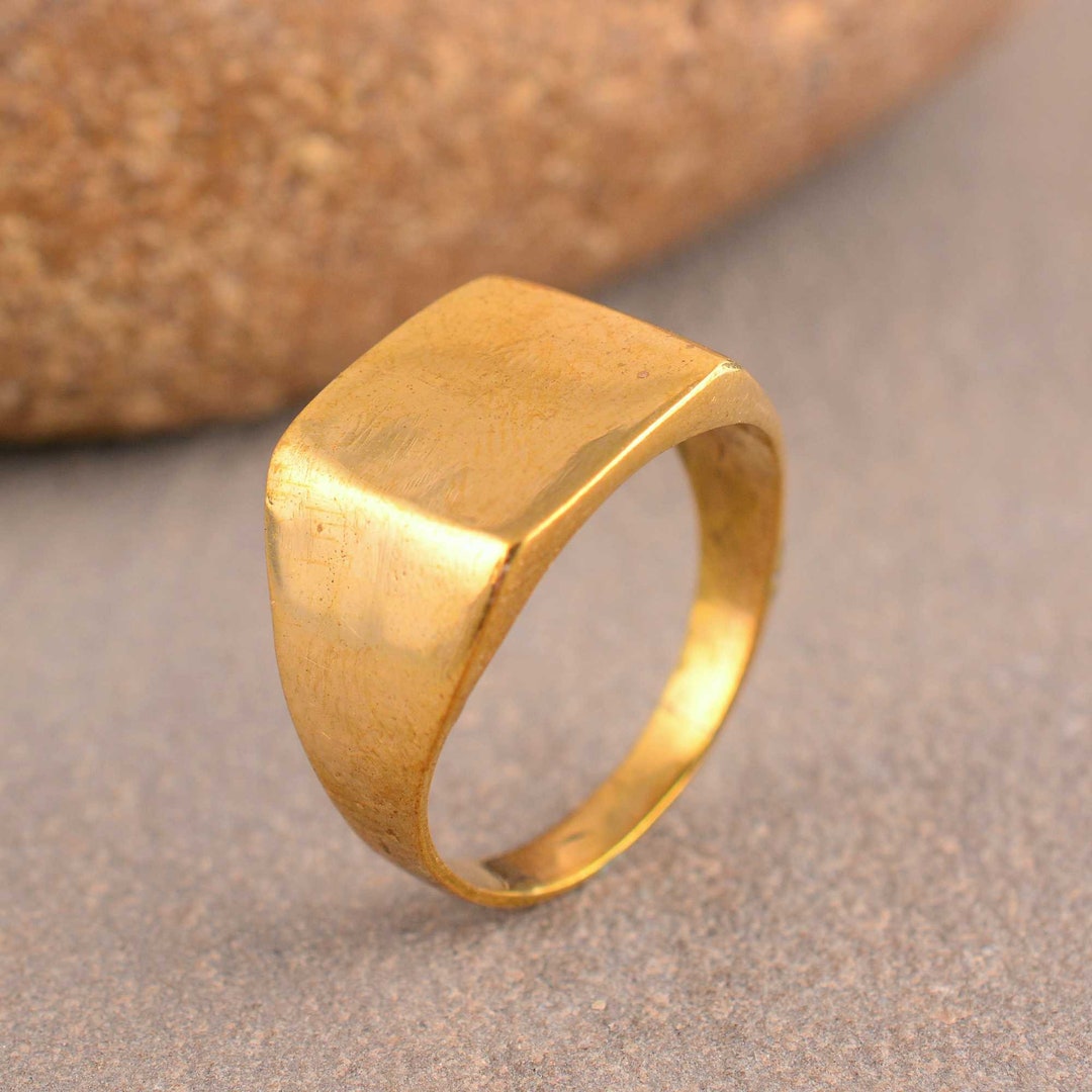Signet Square Gold Ring, Signet Ring, Men Signet Ring, Women Signet ...
