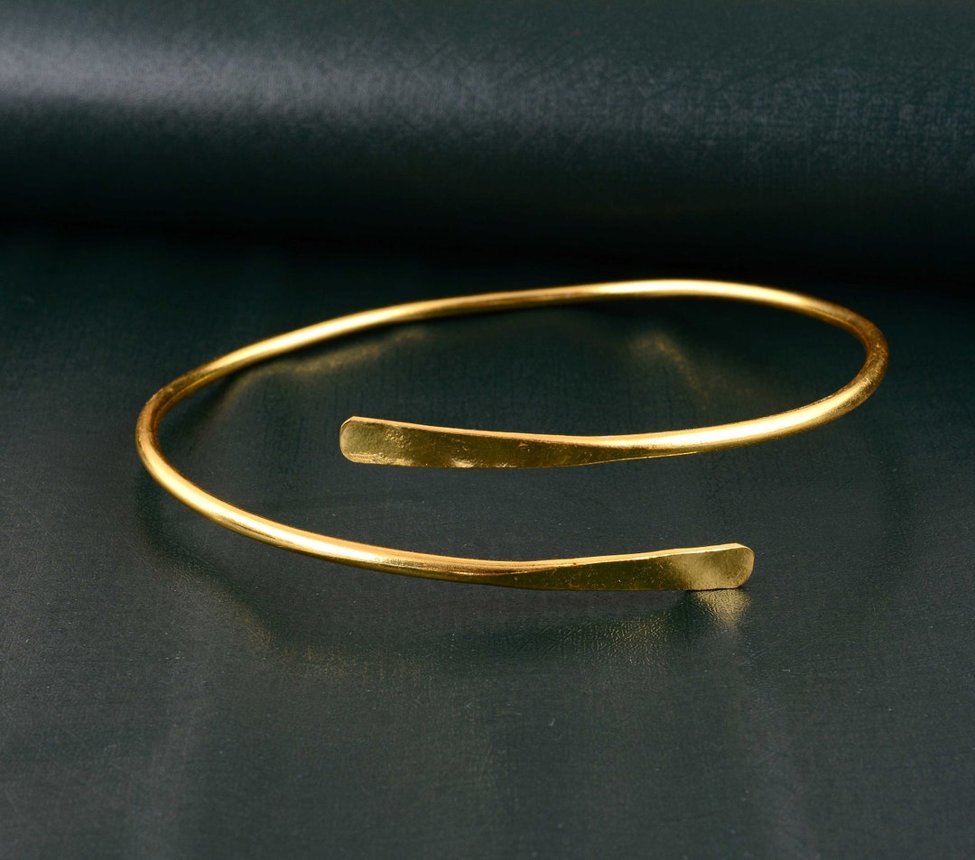 Brass Forearm Wrap Upper Bangle, Cross Over Adjustable Bangle, Gold ...