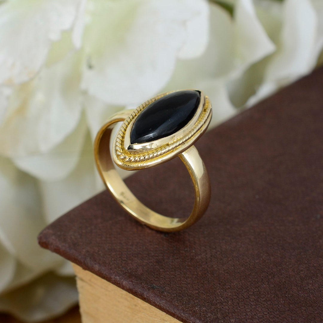 Obsidian Ring, Black Obsidian Stone Ring for Women, Spiritual ...