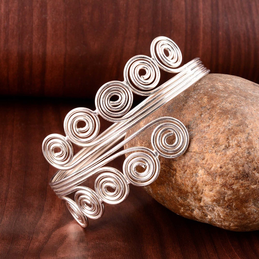 Silver Arm Cuff, Upper Arm Cuff Bracelet, Spiral Arm Band, Handmade ...