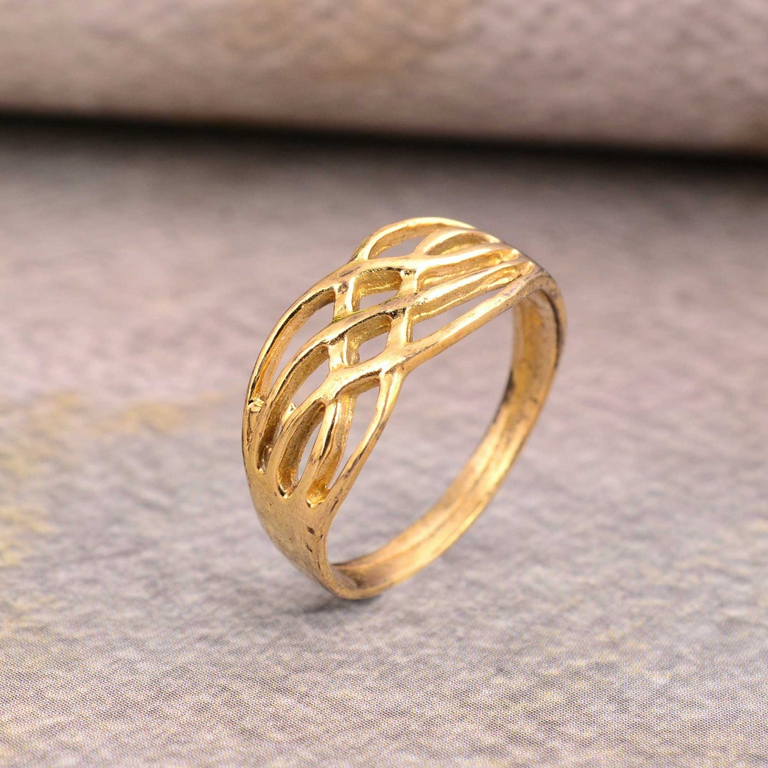 Gold Brass Celtic Knot Ring, Irish Wedding Ring, Dainty Knot Stacking ...
