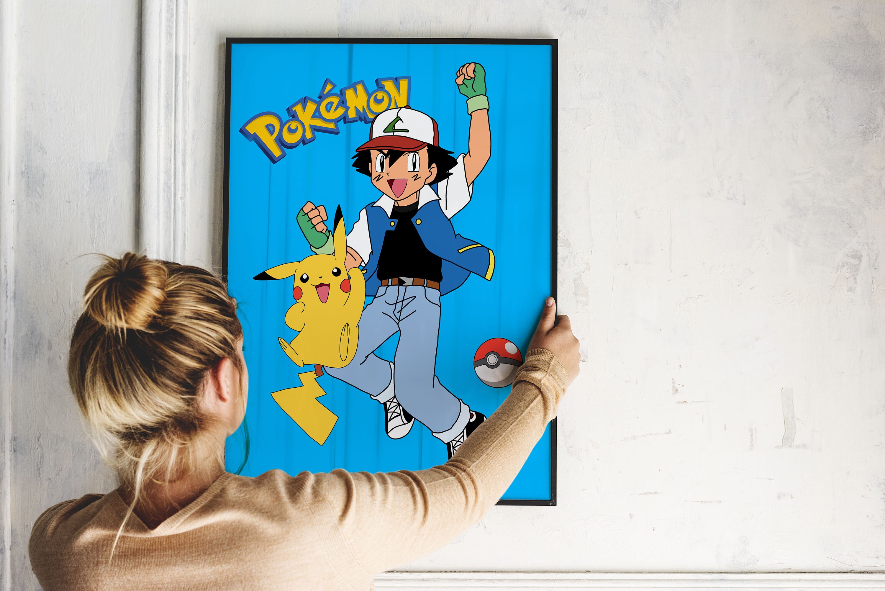 Affiche Sacha & Pikachu - Etsy France