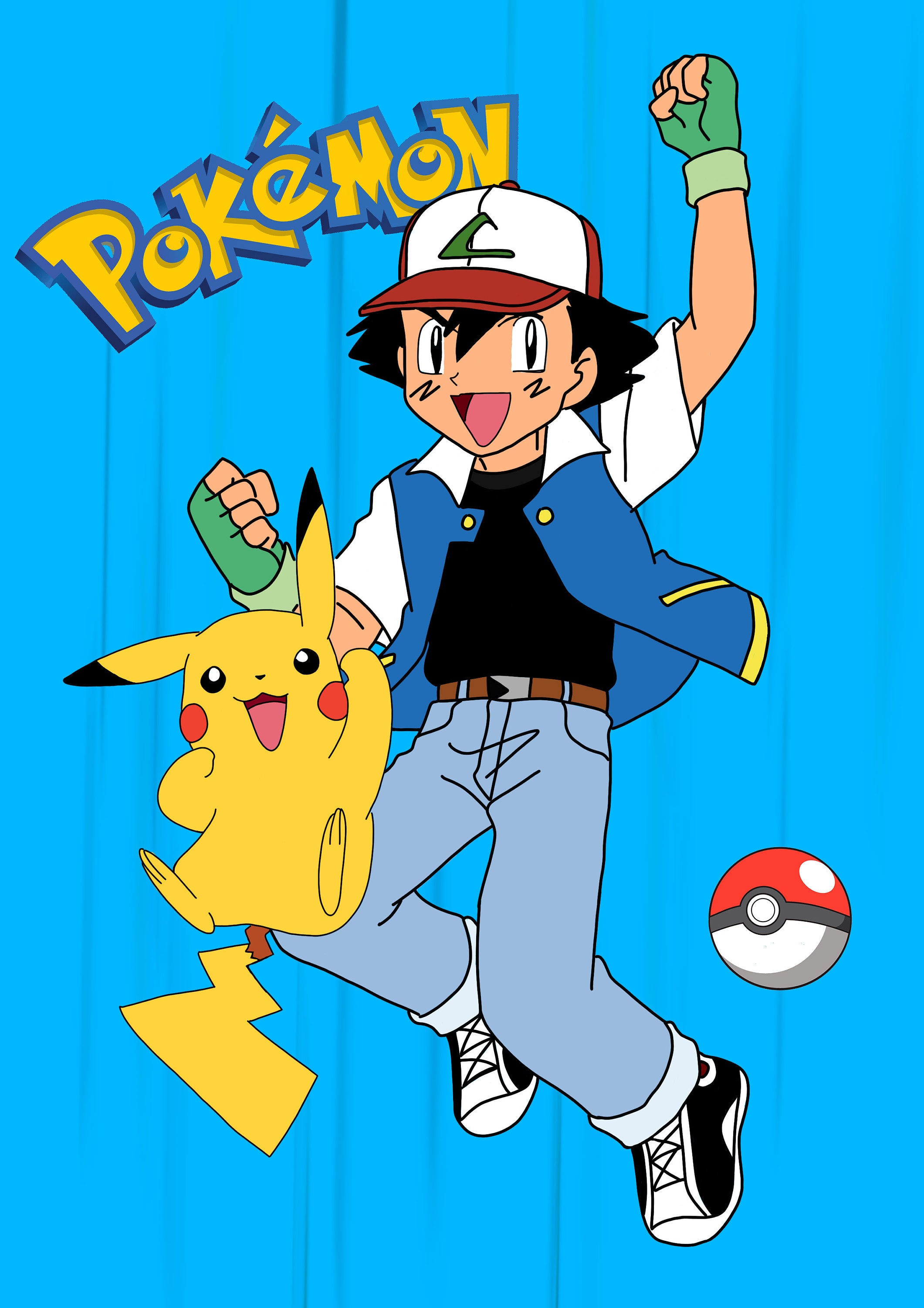Affiche Sacha & Pikachu - Etsy France