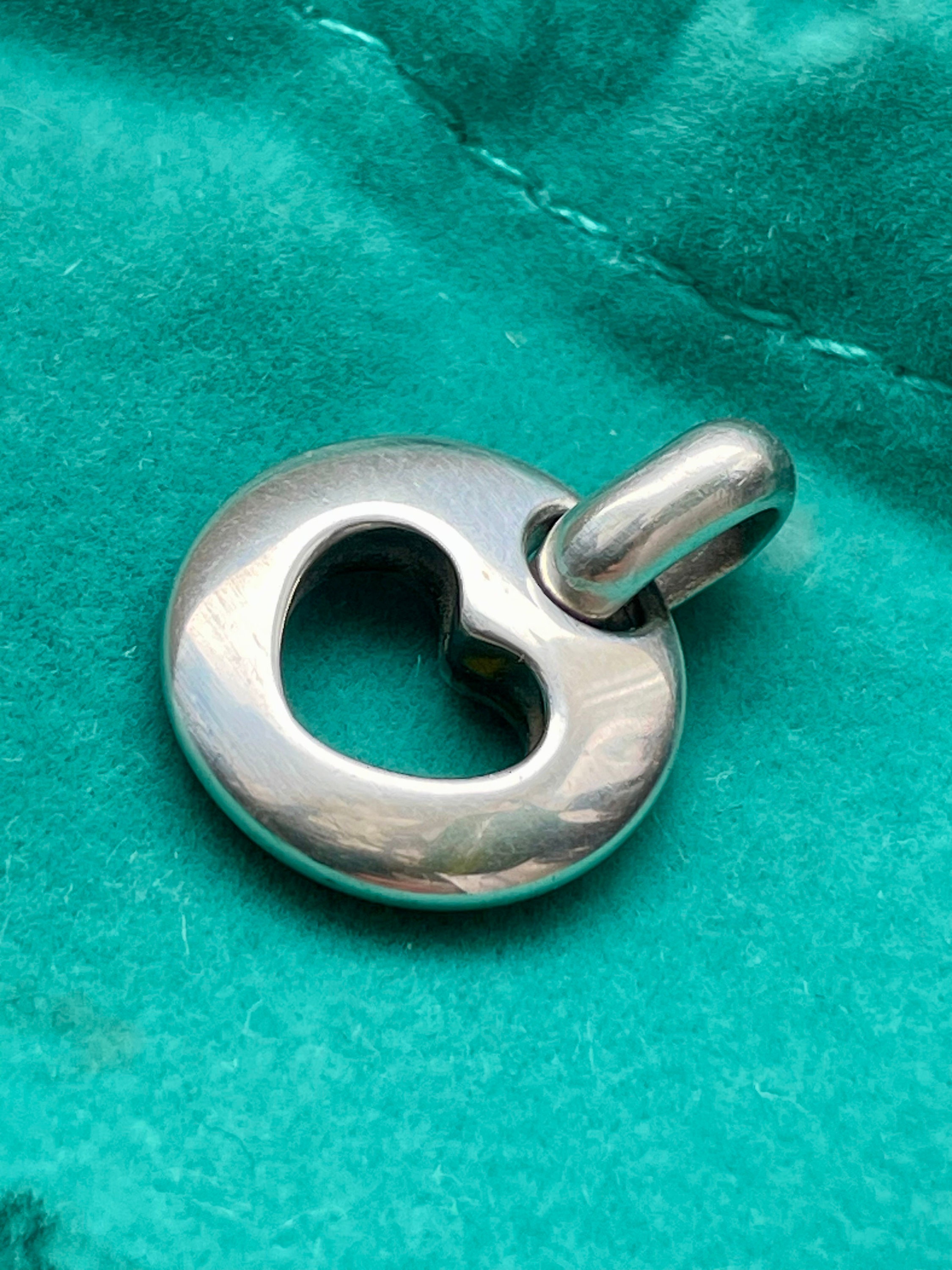 Vintage Retired Tiffany & Co 1999 Stencil Heart Sterling Silver Pendant ...