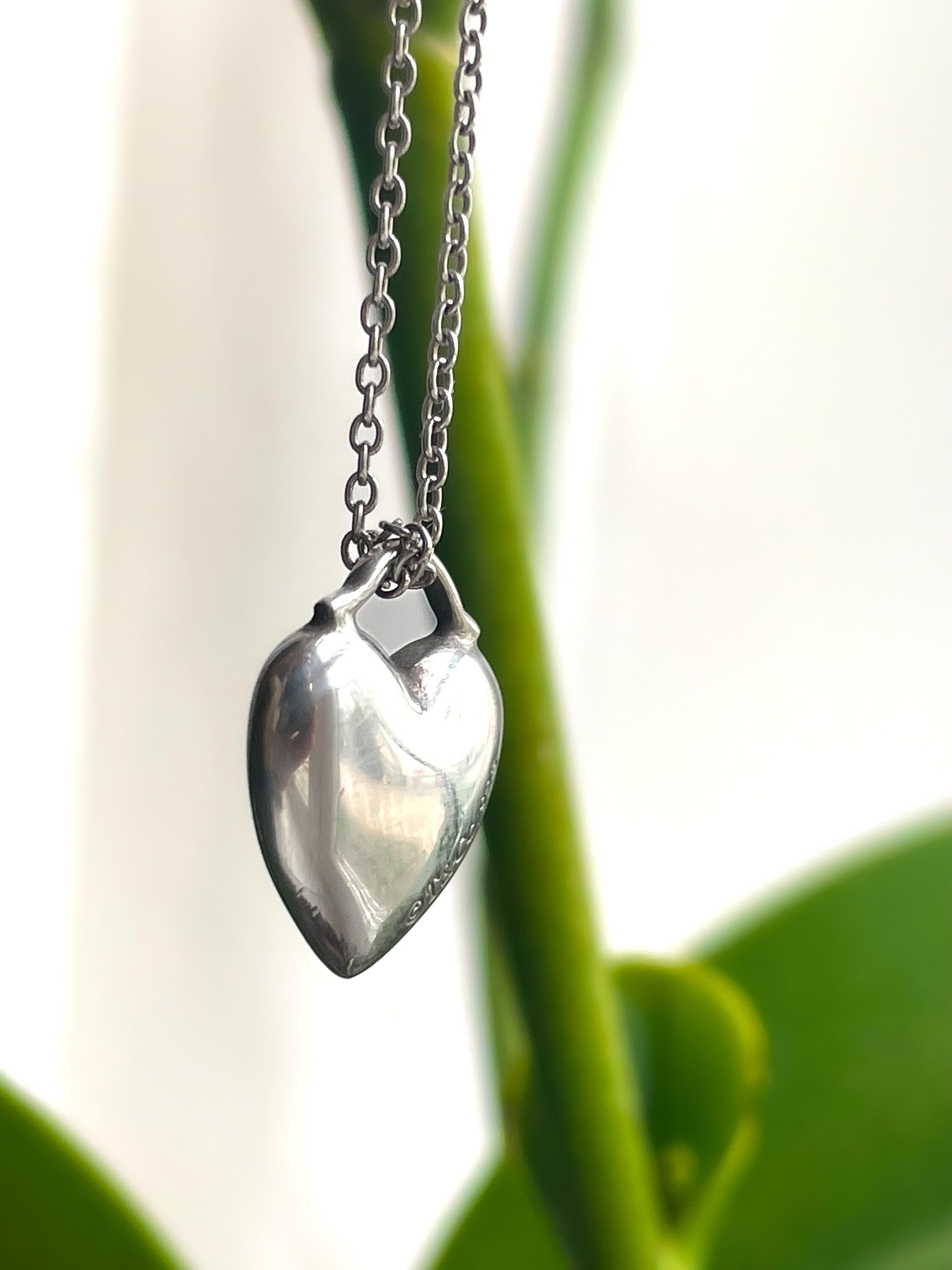 Puffed Mini Heart Necklace Tiffany & Co Sterling Silver Puffed Heart ...