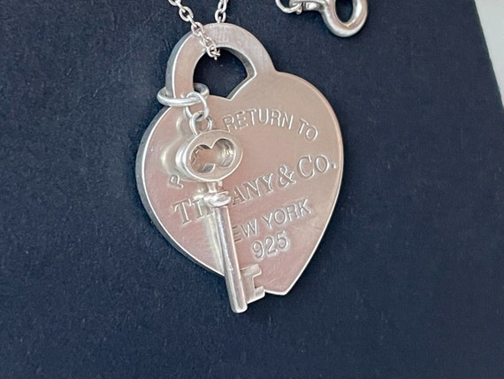 Tiffany s Co. Heart Return to Necklace Sterling Silver and Key Sterling Silver Authentic Tiffany Love Key Necklace With Pouch and Box Etsy New Zealand