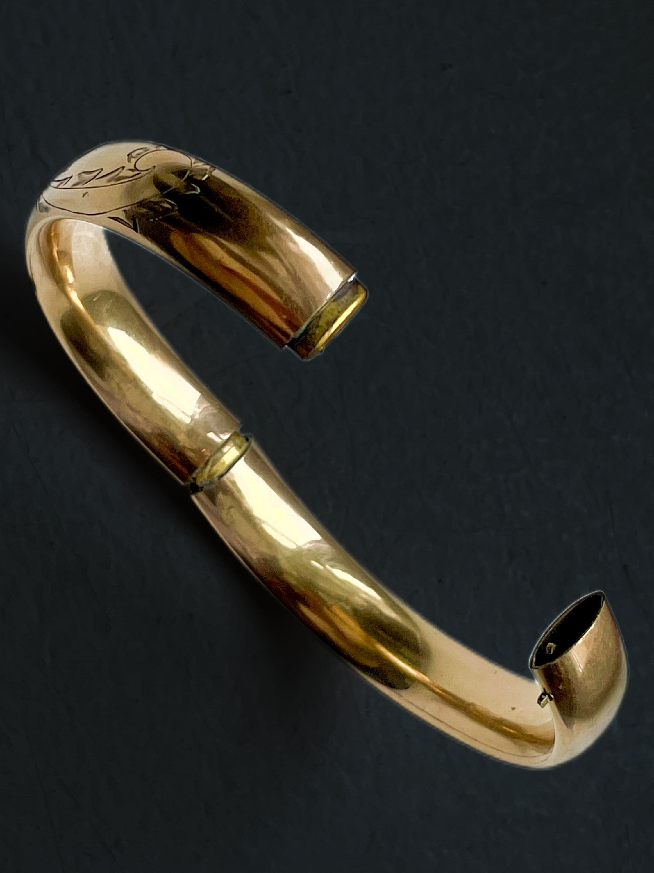 Early 1900 P.C. CO Antique GF Hinged Bangle Bracelet Gold Filled Floral Bangle Hallmarked W ...