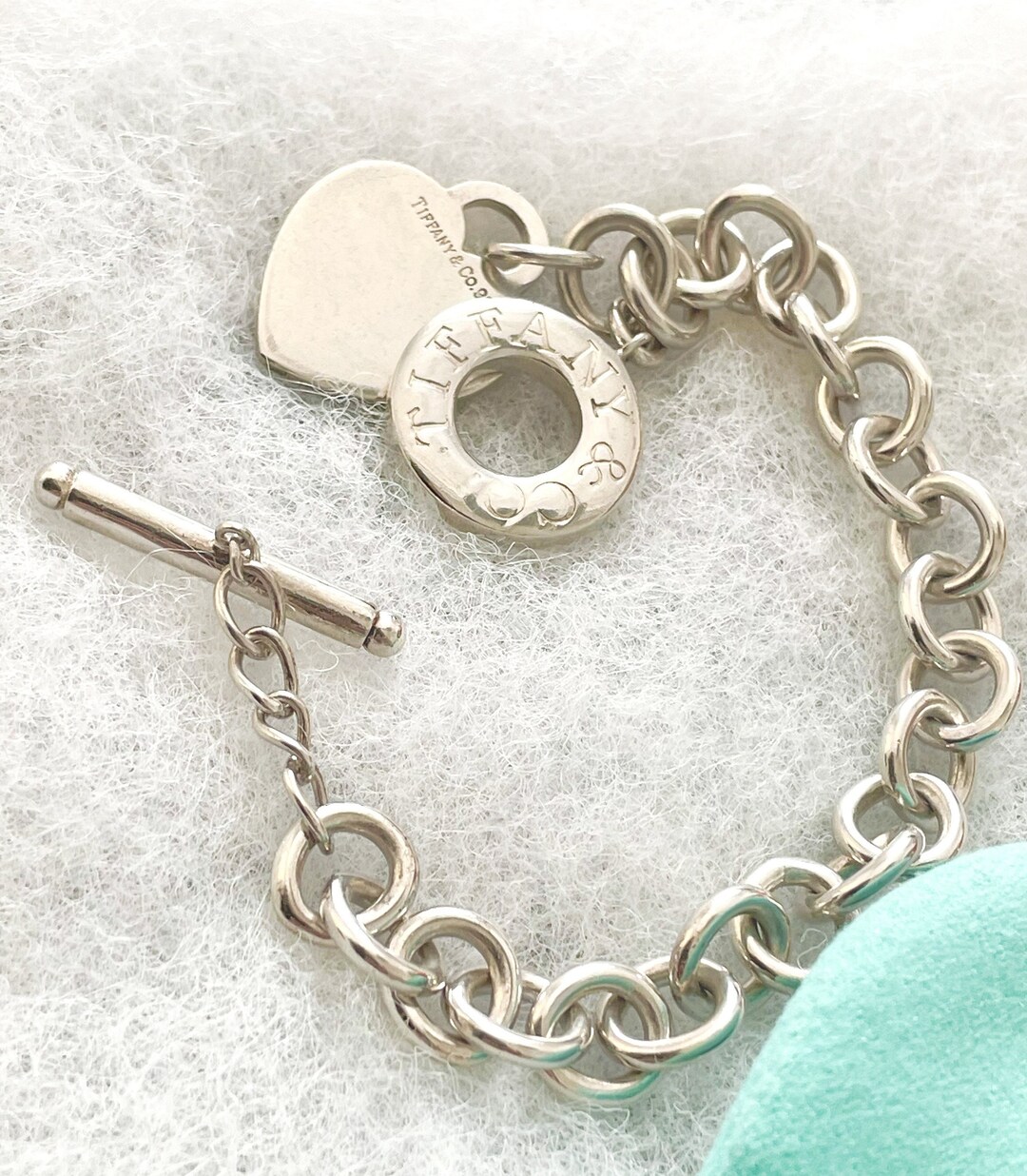 Vintage Tiffany & Co Sterling Silver Curb Link Bracelet W/ Toggle ...