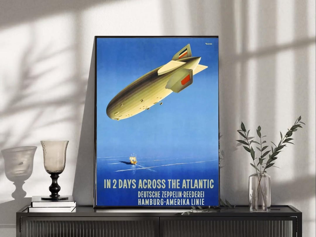 Vintage Airship Travel Art Print Retro Germany Poster Classic European ...