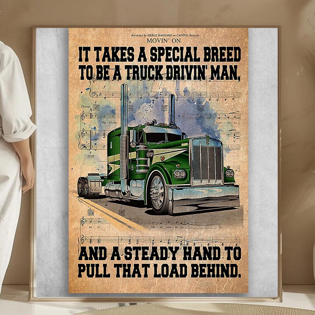 Green Truck With Movin on Song of Merle Haggard - Etsy