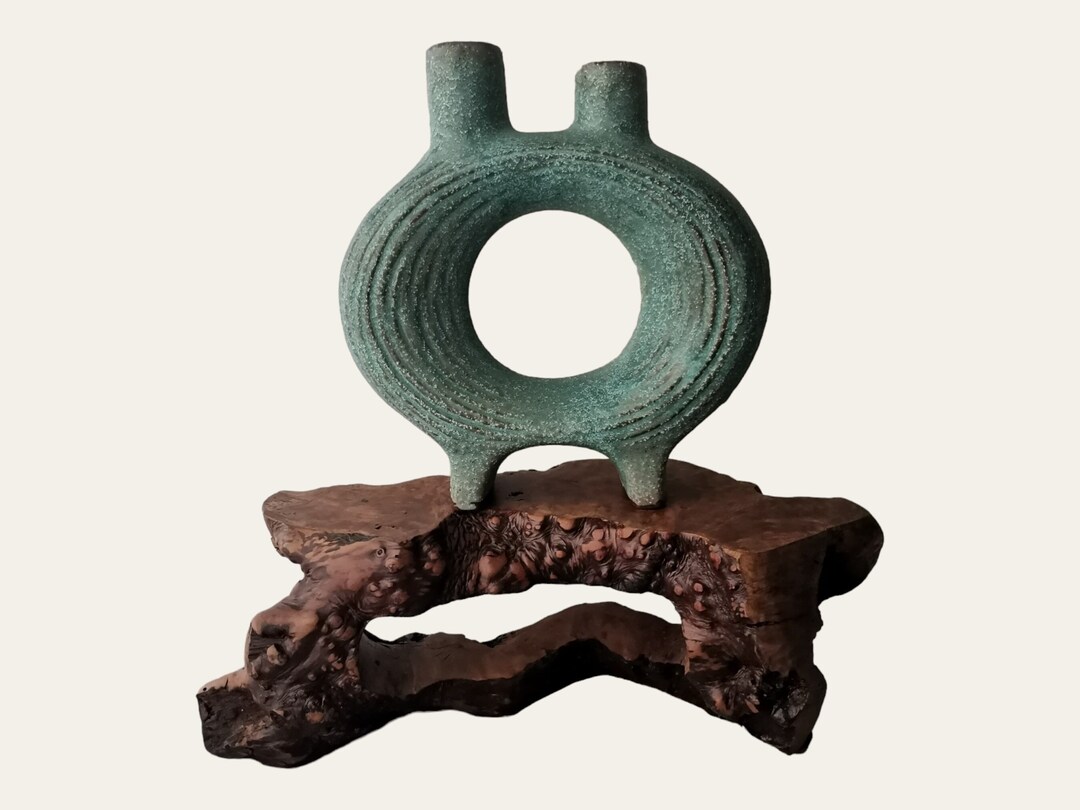 Modernist Japanese Studio Ikebana Vase With Two Chimneys; Vintage ...