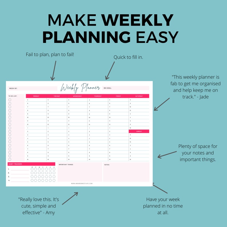 Weekly Planner Printable, Organisation, Plan Your Week, Weekly Planning ...