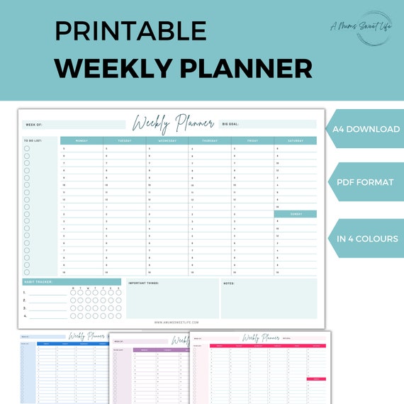 Weekly Planner Printable Organisation Plan Your Week Weekly - Etsy