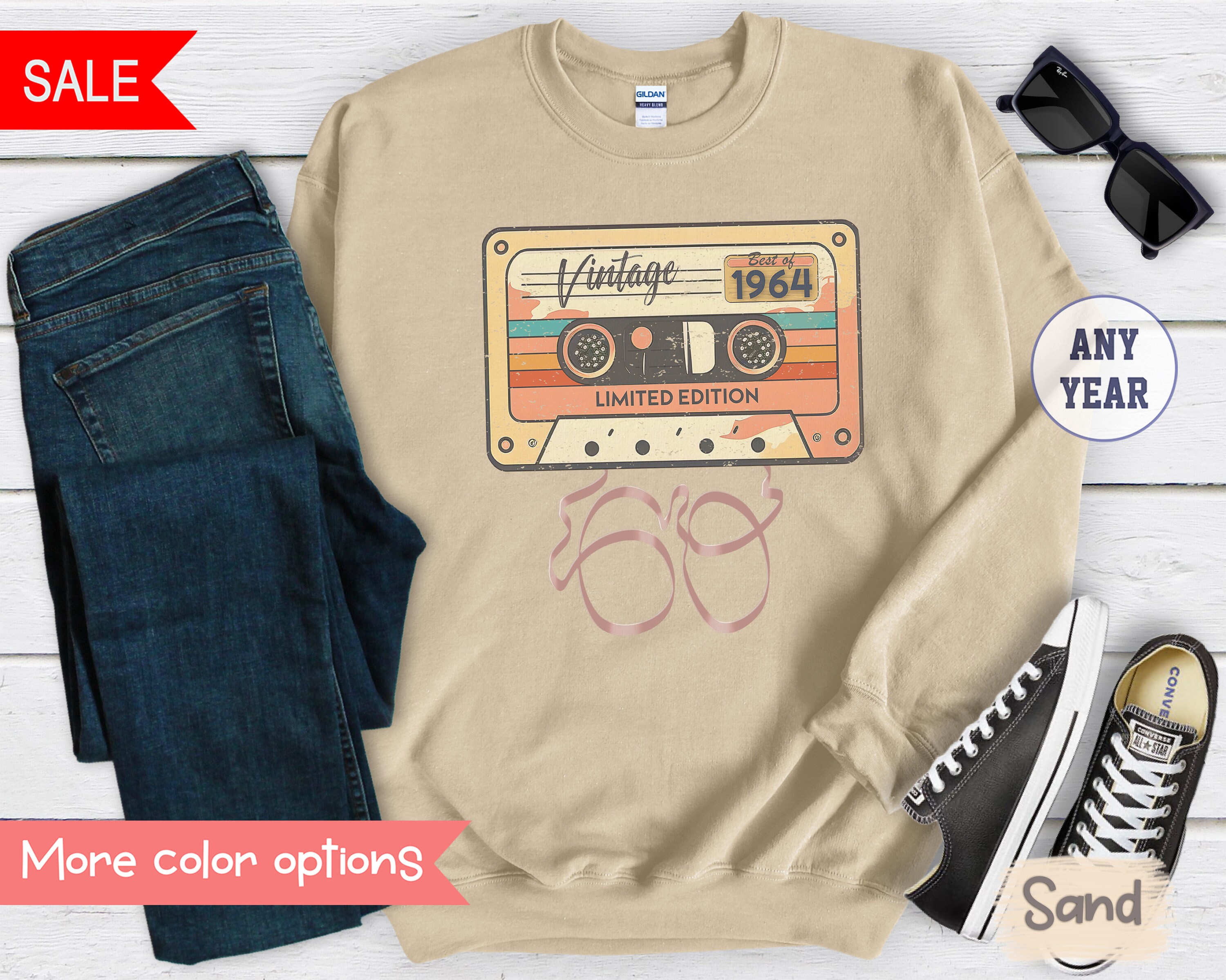 1964 60th Birthday Sweatshirt Vintage 1964 Sweater 60th Birthday Gift ...