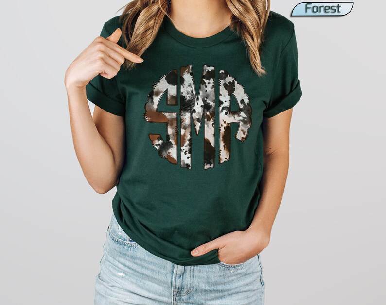 Cow Print Monogram Custom Shirt Monogrammed T-shirt Personalized ...