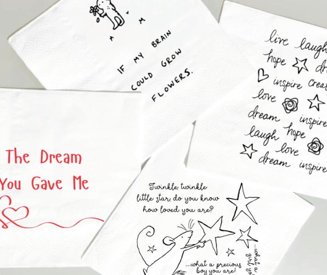 Custom Handwritten Love Note Napkins, Wedding Cocktail Napkins - Etsy