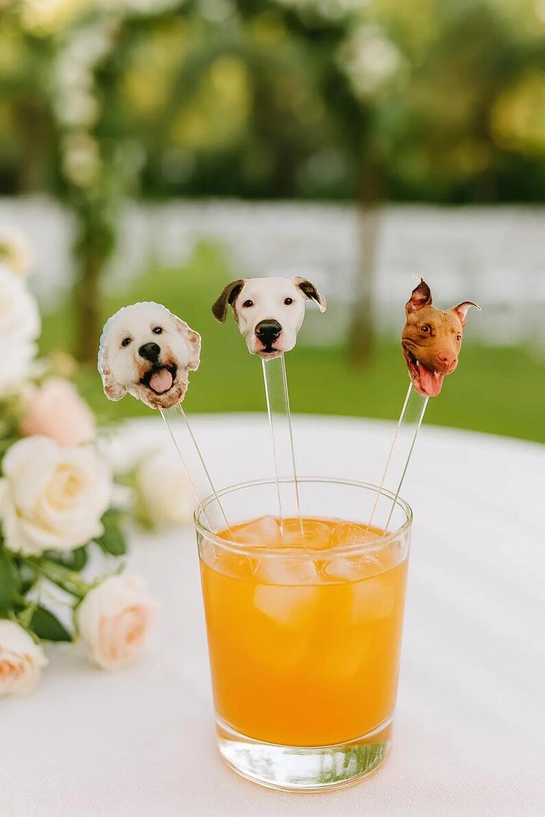 Personalized Pet Portrait Acrylic Drink Stirrers, Wedding Swizzle ...