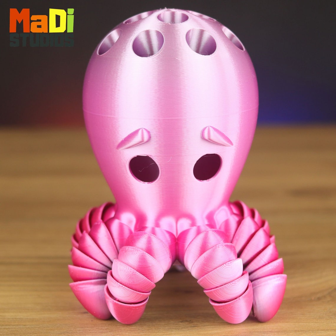 Cute Flexi Print-in-place Octopus Pencil Holder STL File for 3D ...
