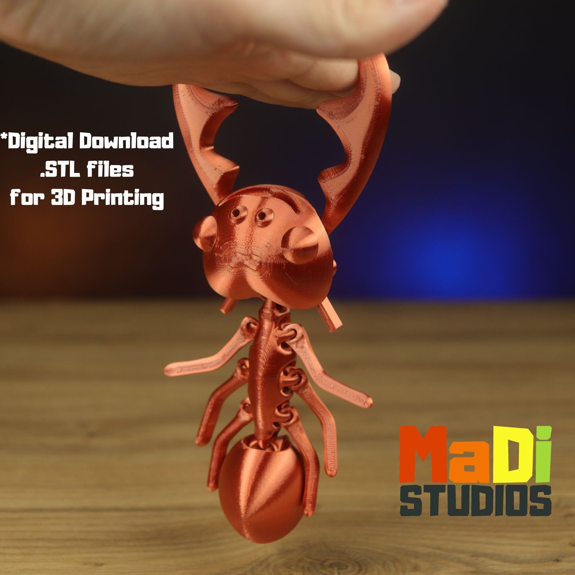 3D Printer STL File for 3D Printing, Flexi Articulated Cute Biting Ant ...