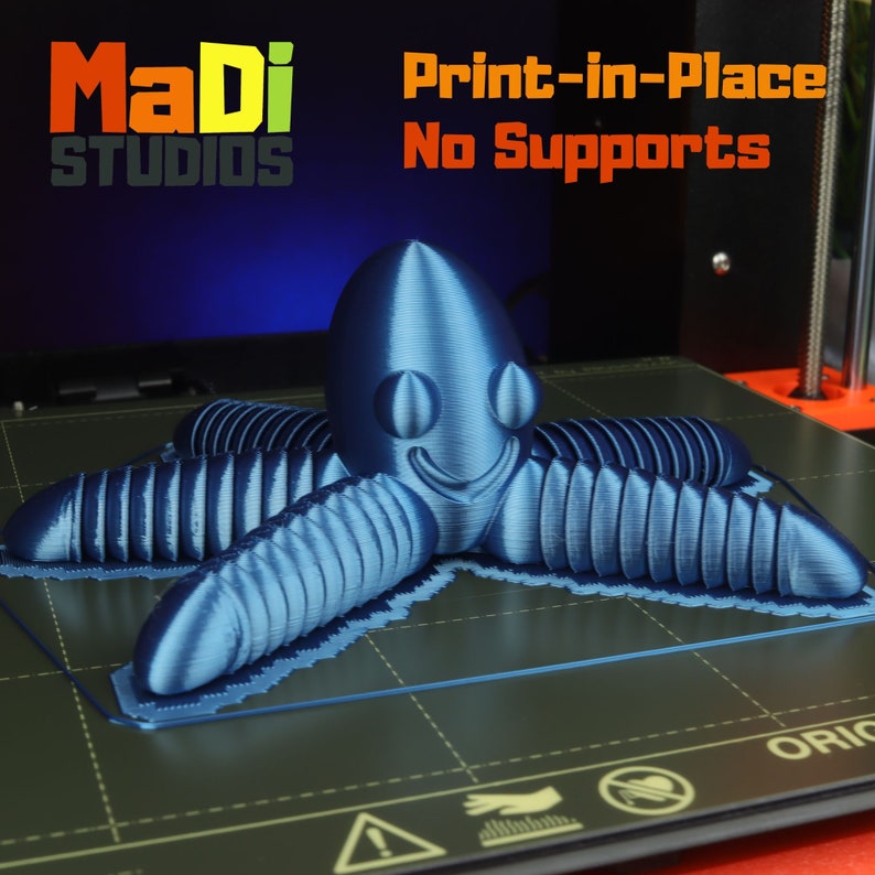 3D Printer STL File for 3D Printing, Cute Happy Articulated Octopus 3D ...