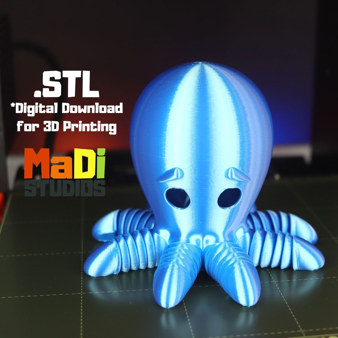 Cute Flexi Print-in-place Octopus - Storage Box - STL File for 3D ...