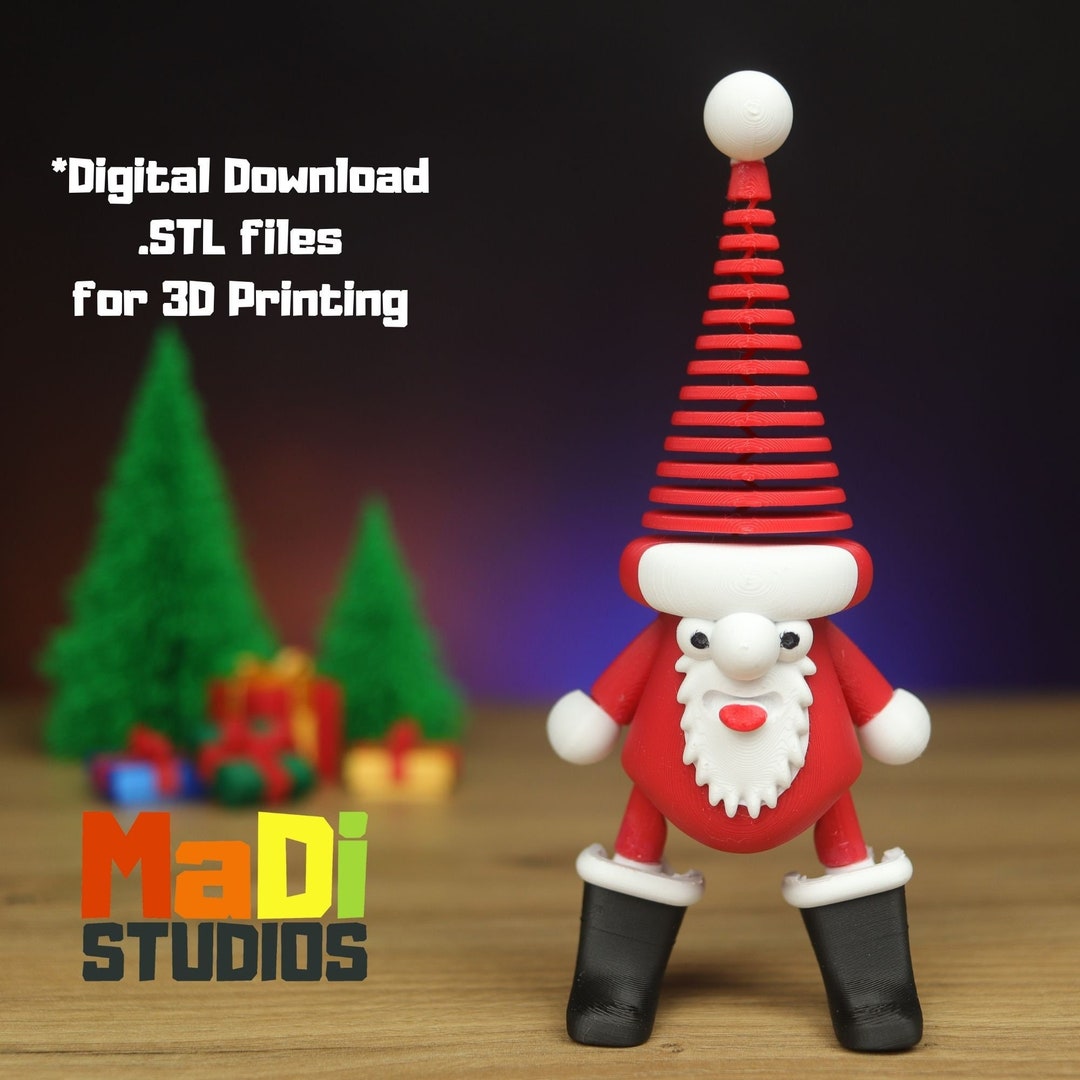 3D Printer STL File for 3D Printing, Happy Print-in-place Flexi Santa ...