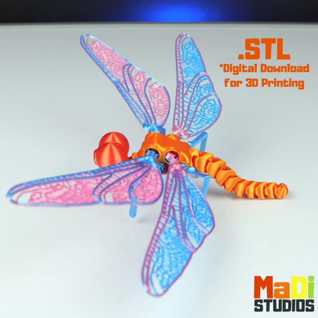 3D Printer STL File for 3D Printing - Articulated Dragonfly 3D Print ...
