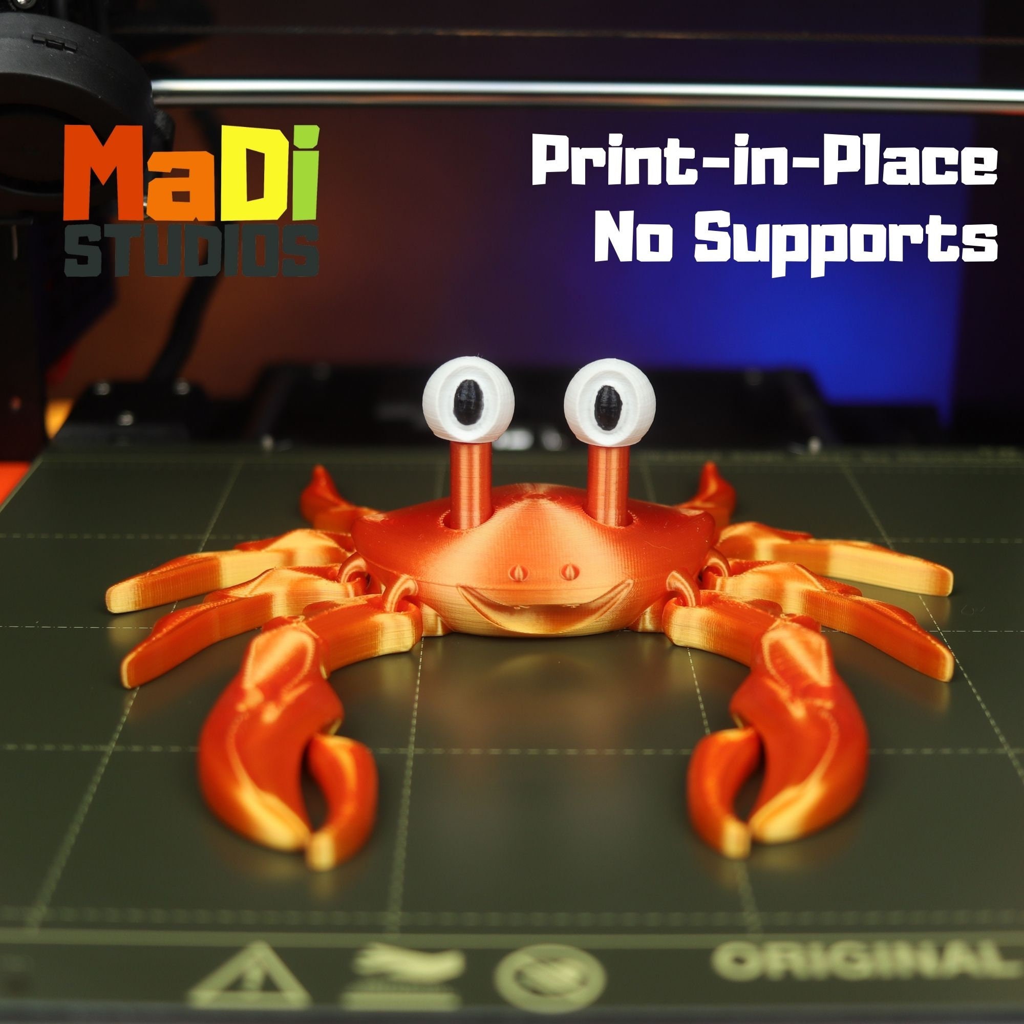 3D Printer STL File for 3D Printing, Cute Flexi Happy Crab 3D Print STL ...