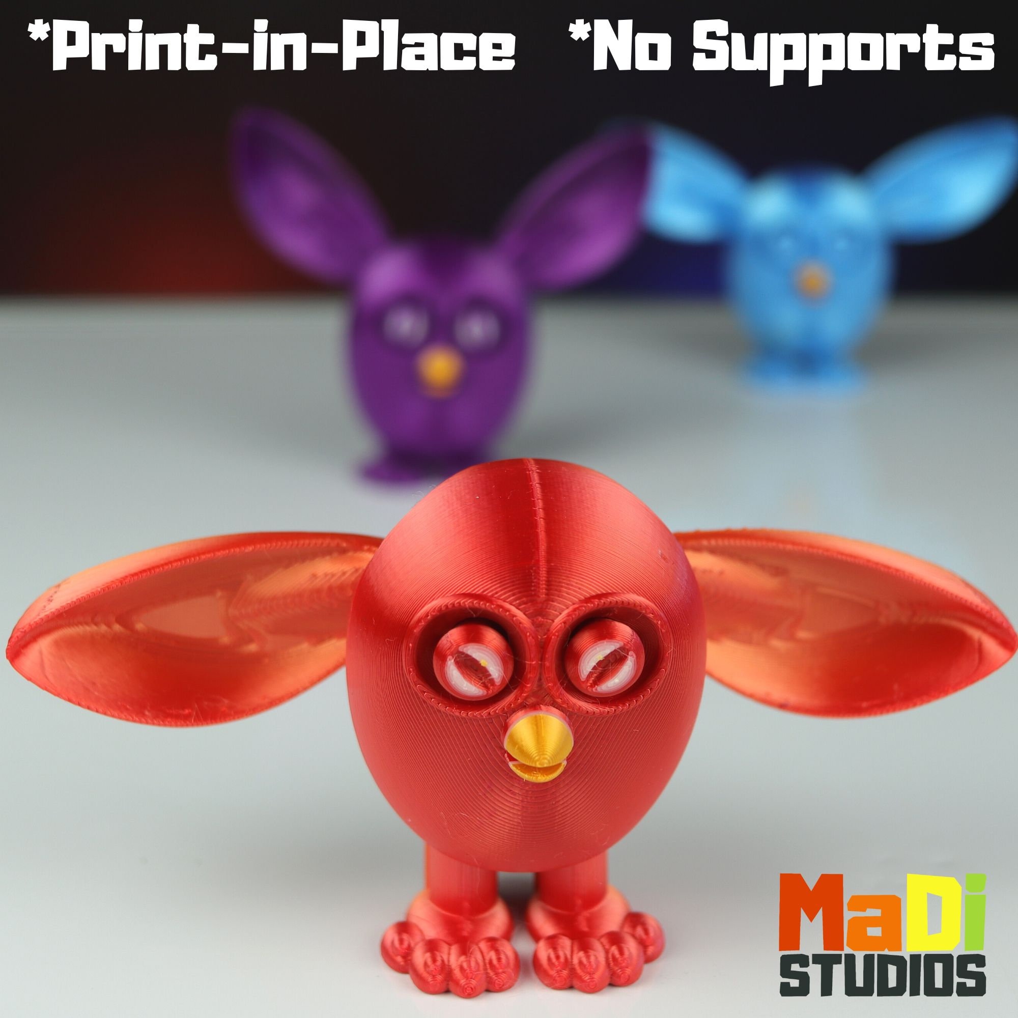 3D Printer STL File for 3D Printing, Cute Print-in-place Furbies 3D ...