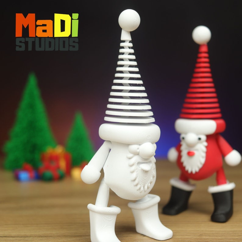 3D Printer STL File for 3D Printing, Happy Print-in-place Flexi Santa ...