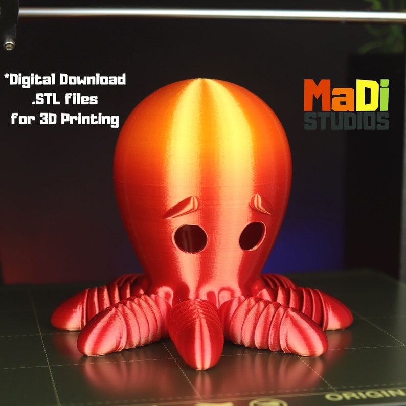 3D Printer STL File for 3D Printing, Flexi Articulated Octopus Money ...