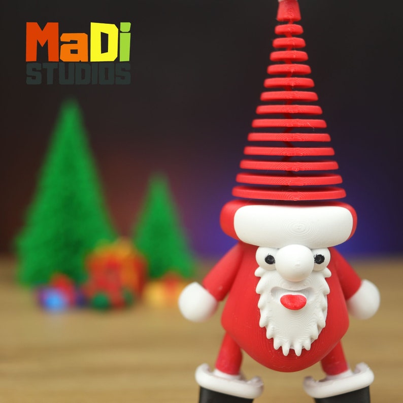 3D Printer STL File for 3D Printing, Happy Print-in-place Flexi Santa ...