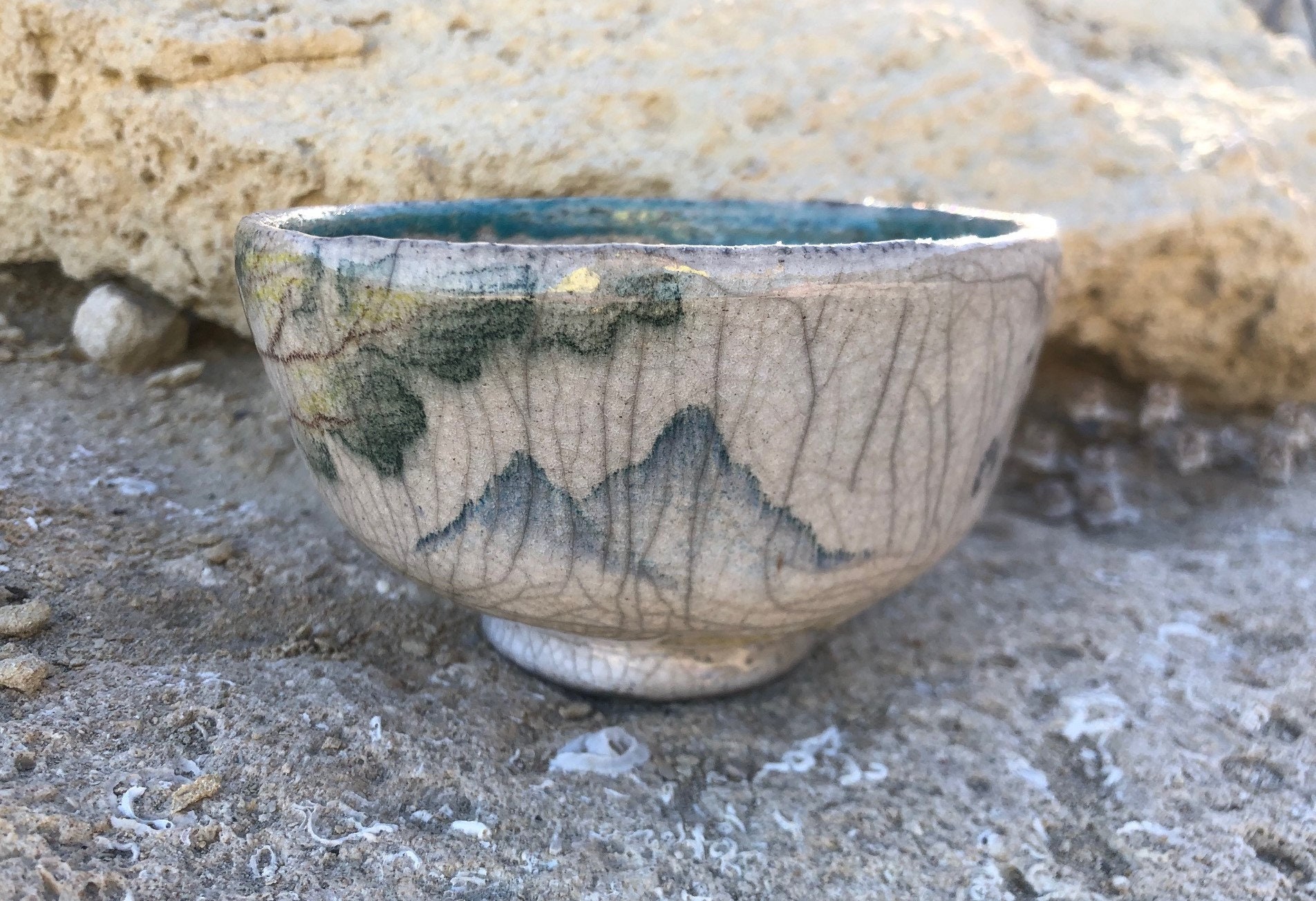 RAKU Hand-painted Matcha Chawan, Traditional Japanese Tea Ceremony Bowl ...