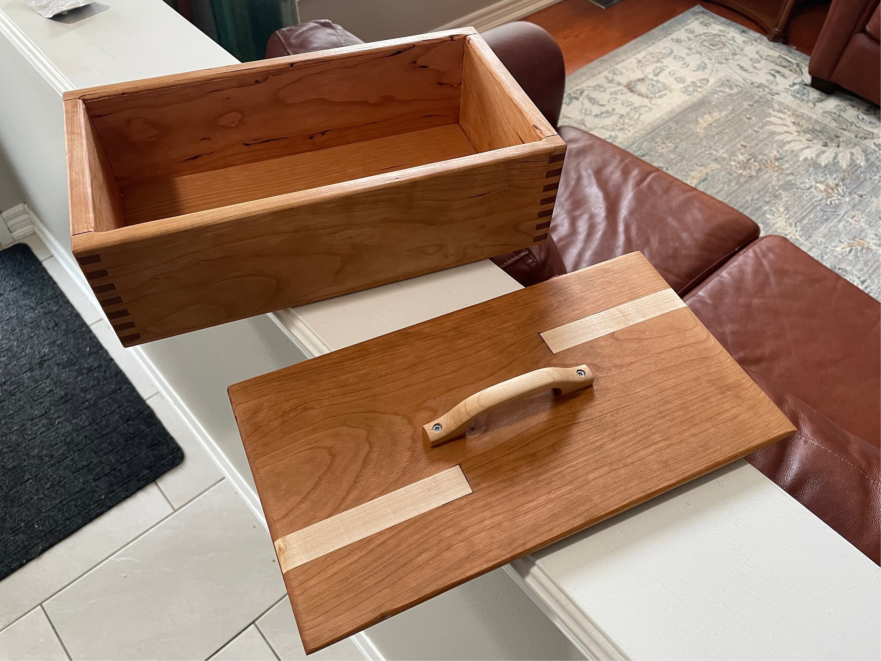 Rustic Cherry Wood Keepsake Storage Organizer Box Food Safe - Etsy