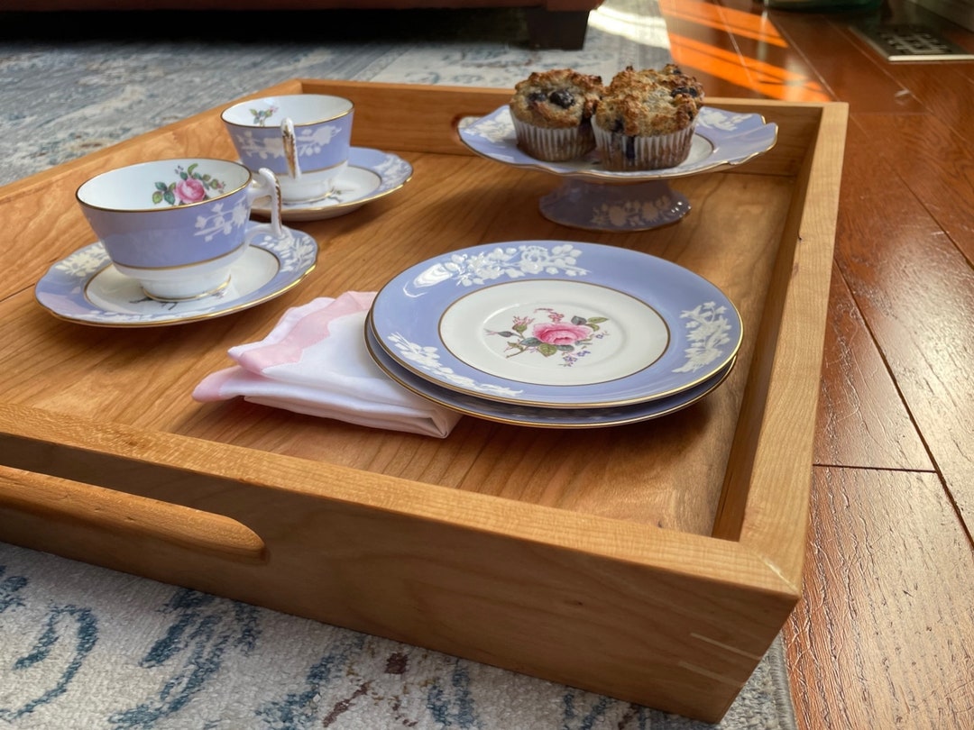Cherry Wood Tray, Wooden Serving Tray, Custom Ottoman Tray, Wood ...