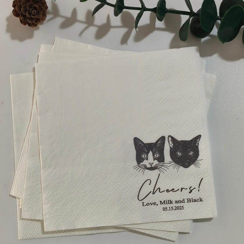 Custom Pet Wedding Napkins|custom Cat Party Napkins|napkins for Wedding ...