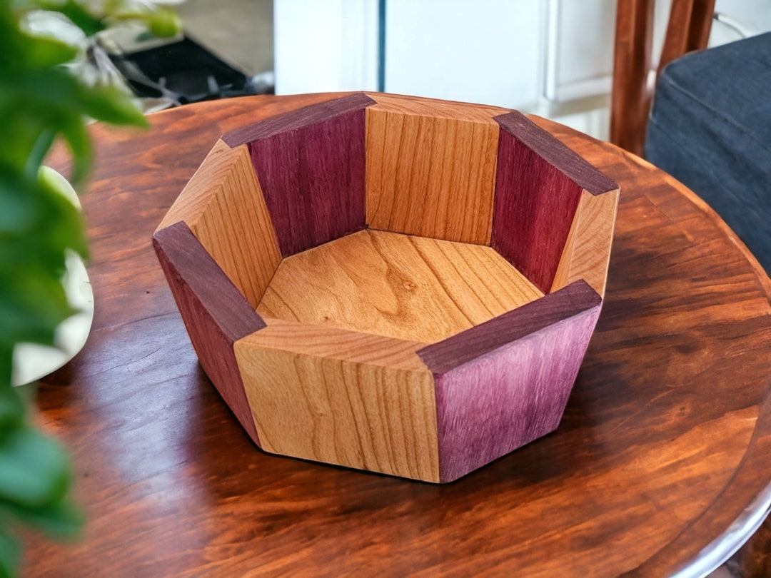 Cherry and Purpleheart Octagon Bowl - Etsy