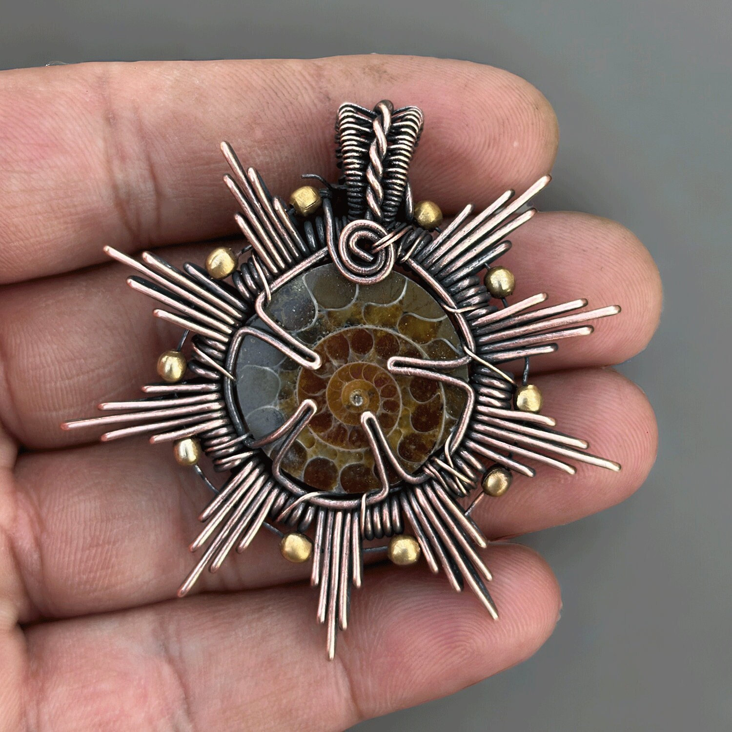 Handmade Copper Wire Wrapped Ammonite Fossil Pendant - Etsy